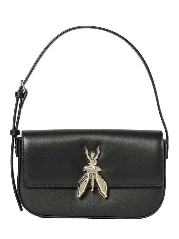 Patrizia Pepe Monogram Leather Shoulder Bag - Black
