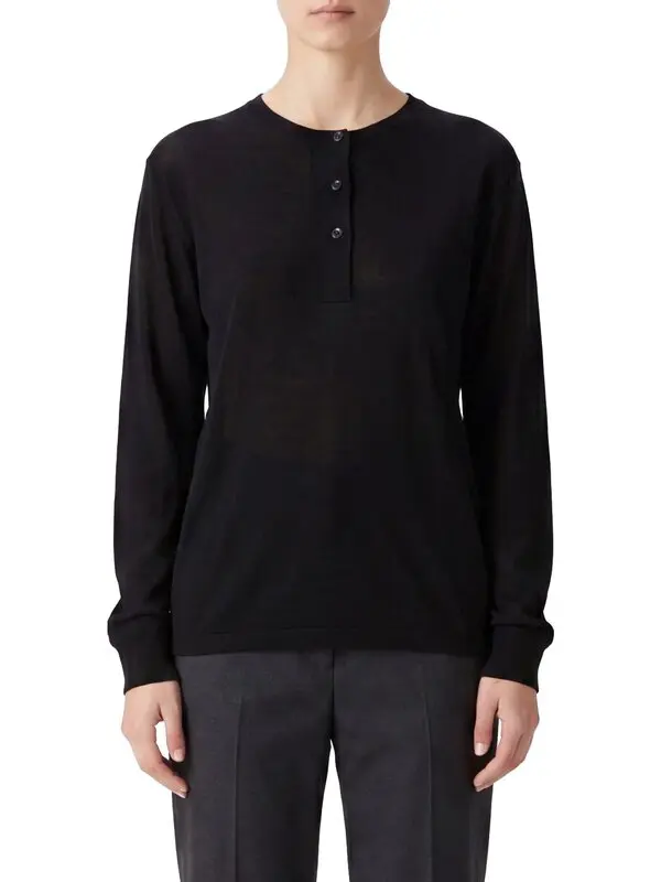 Studio Nicholson Lyocell Long-sleeved Crewneck T-shirt - Black