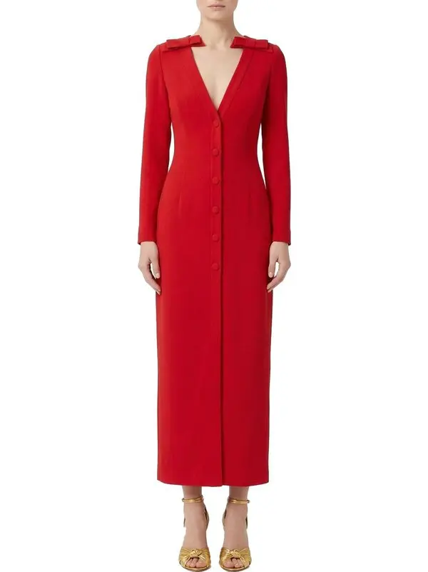 Alessandra Rich Viscose Blend Midi Sheath Dress - Red