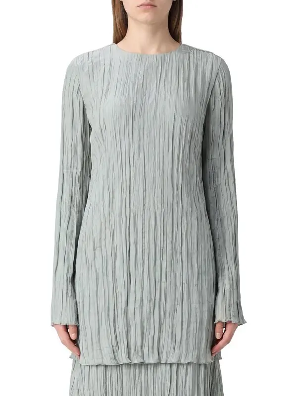 Staud Long-sleeved Pleated Sheath Mini Dress - Silver