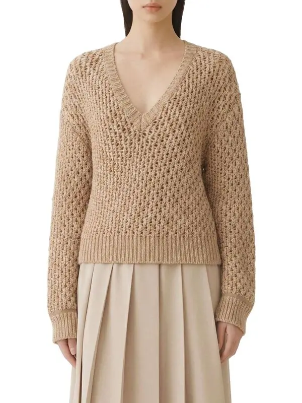 Fabiana Filippi Textured V-neck Jumper - Beige