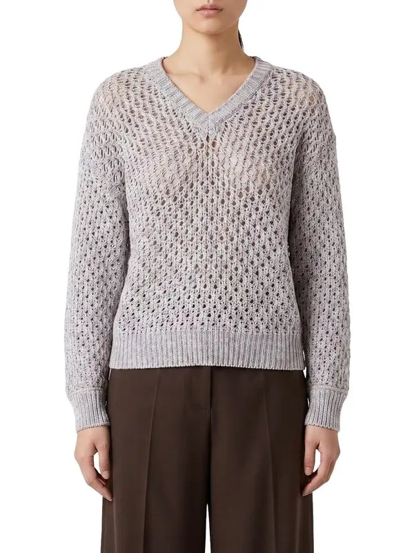 Fabiana Filippi Textured V-neck Jumper - Grey