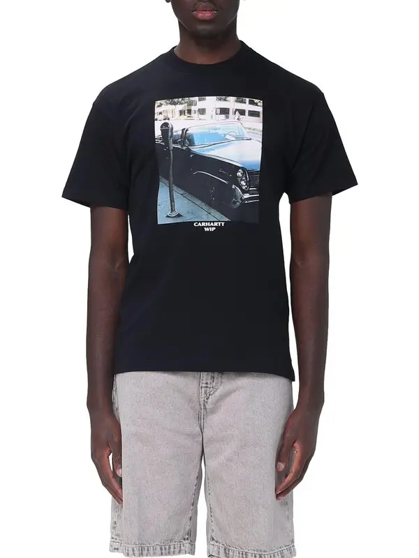 Carhartt Work In Progress Graphic Print Organic Cotton T-shirt With Contrast Logo - Black