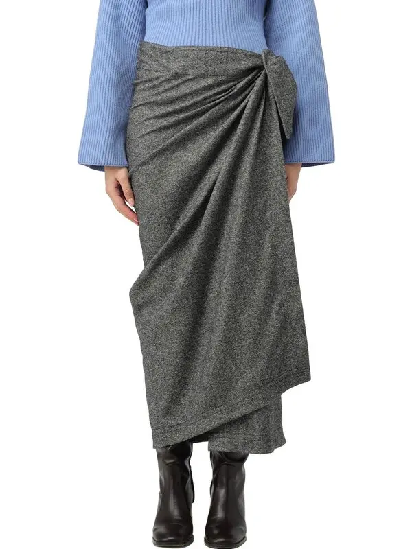 Erika Cavallini Asymmetrical Tie Detailed Skirt - Grey