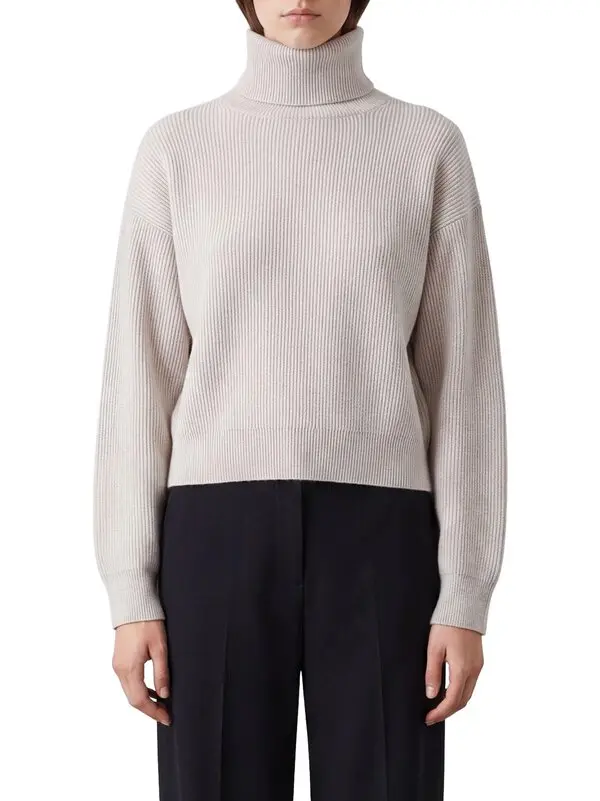 Brunello Cucinelli Ribbed Virgin Wool, Cashmere, And Silk Turtleneck Sweater - Brown