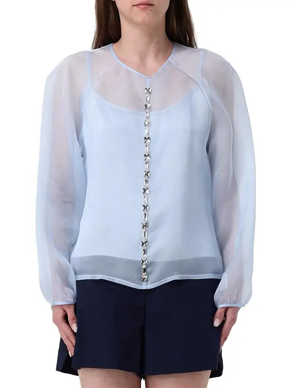 Fabiana Filippi Embellished Sheer Blouse - Water