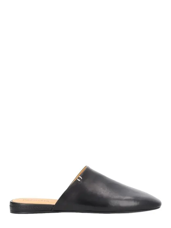 Premiata Smooth Calf Leather Mules With Rounded Toe And Open Heel - Black