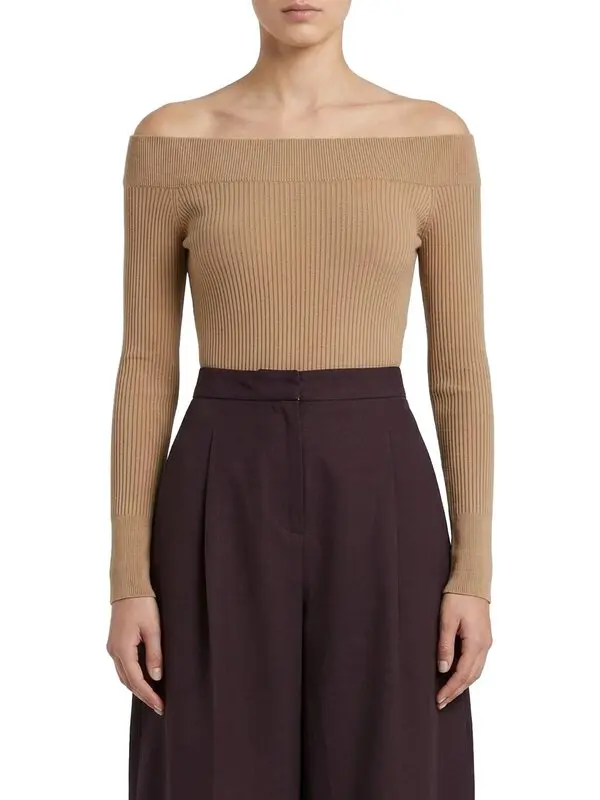 Alaïa Viscose Knit Bodysuit - Beige