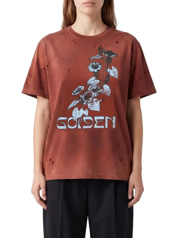 GOLDEN GOOSE Printed Cotton T-shirt - Red