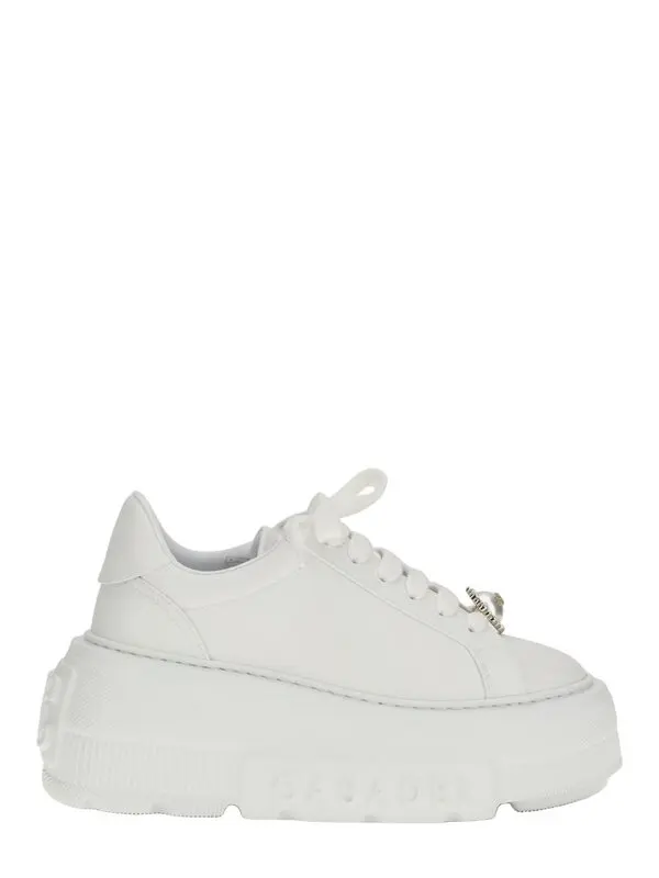 Casadei Nexus Leather Wedge Sneakers - White