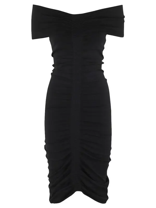 Alexander Wang Off-the-shoulder Ruched Midi Dress - Black