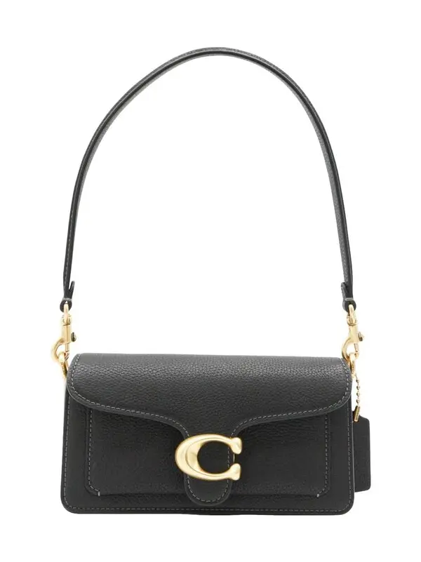 COACH Monogram Grained Leather Shoulder Bag - Black