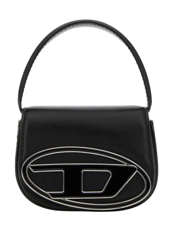 DIESEL® 1dr Nappa Leather Mini Shoulder Bag With Oval D Logo - Black