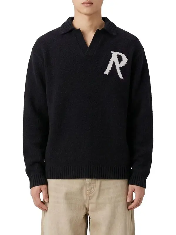 REPRESENT Cotton Knit Polo Shirt With Logo - Black