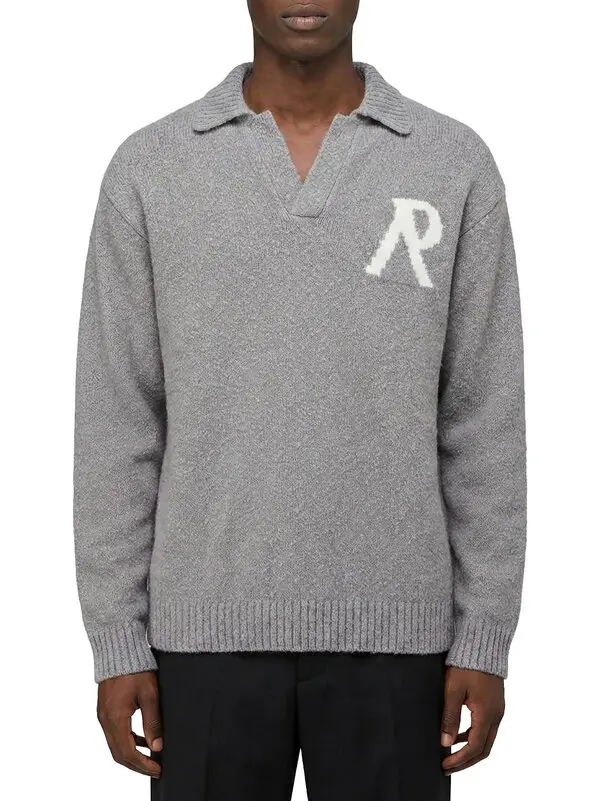REPRESENT Cotton Knit Polo Shirt With Logo - Grey