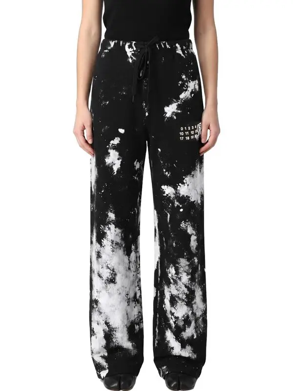 MAISON MARGIELA Printed Wide-leg Cotton Jogging Pants - Black