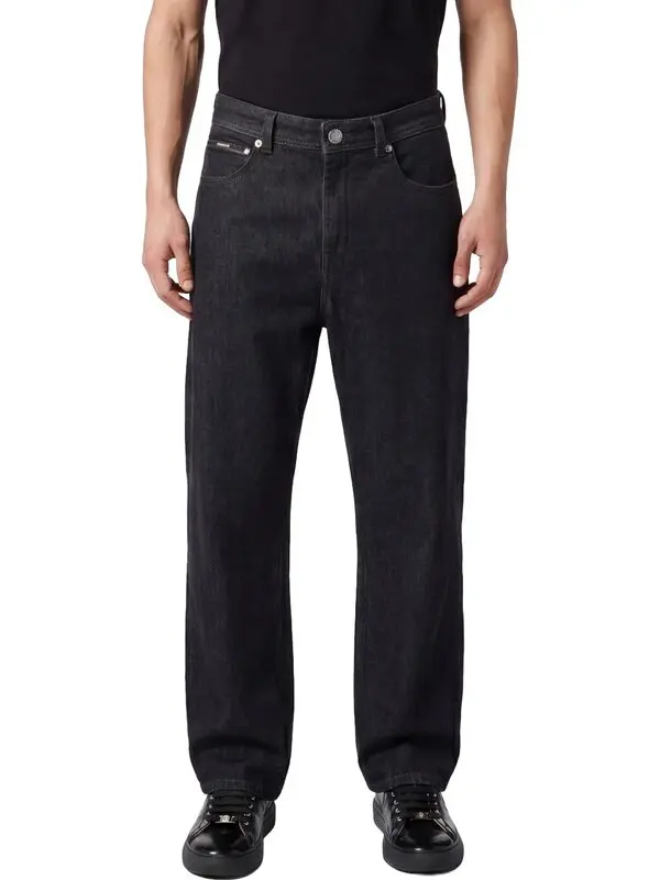 BILLIONAIRE Straight-fit Cotton Denim Jeans With Monogram Logo - Black