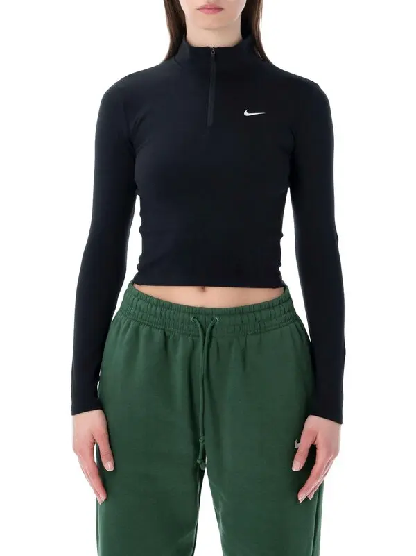 Nike Slim Fit Long-sleeve High Neck Zip Top - Black
