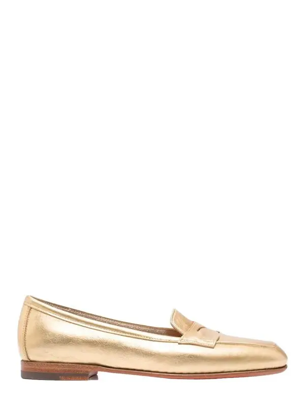 Santoni Laminated Leather Loafers - Silver