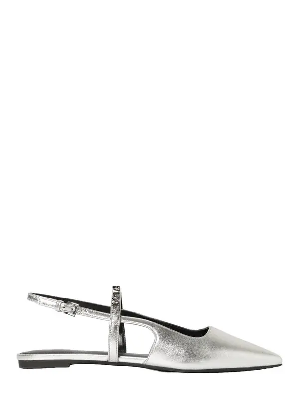 Michael Kors Dina Flex Laminated Leather Slingback Ballerinas - Silver