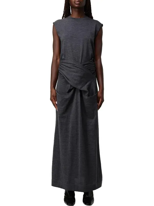 JIL SANDER Maxi Dress With Draped Detail - Grey