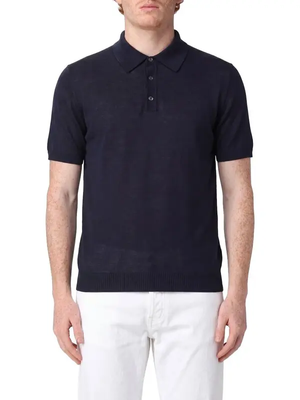 ROBERTO COLLINA Knit Polo Shirt - Navy