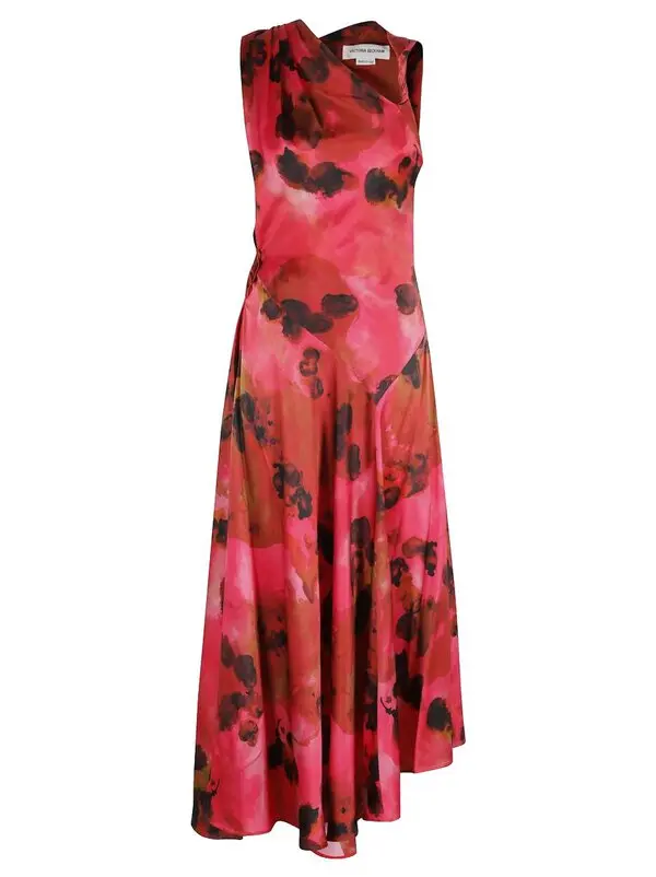 Victoria Beckham Asymmetrical Printed Midi Dress - Multicolor