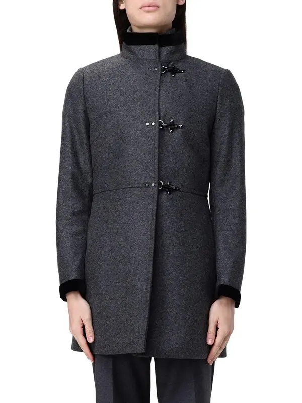 FAY Tailored Coat With Toggle Fastening - Grey