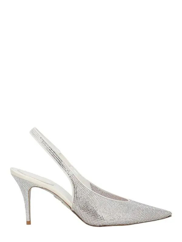 Rene Caovilla Crystal Embellished Slingback High Heels - Silver