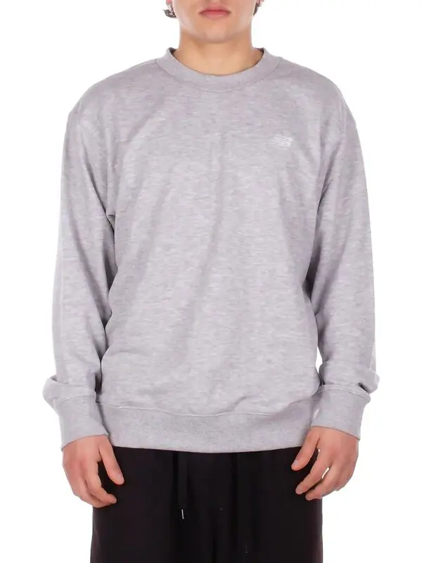 NEW BALANCE Cotton Crewneck Sweatshirt With Logo - Grey