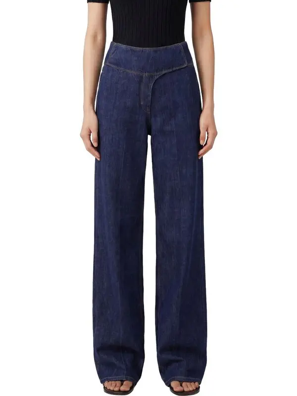 AMI Paris Mid-rise Baggy Jeans With Contrast Stitching - Blue