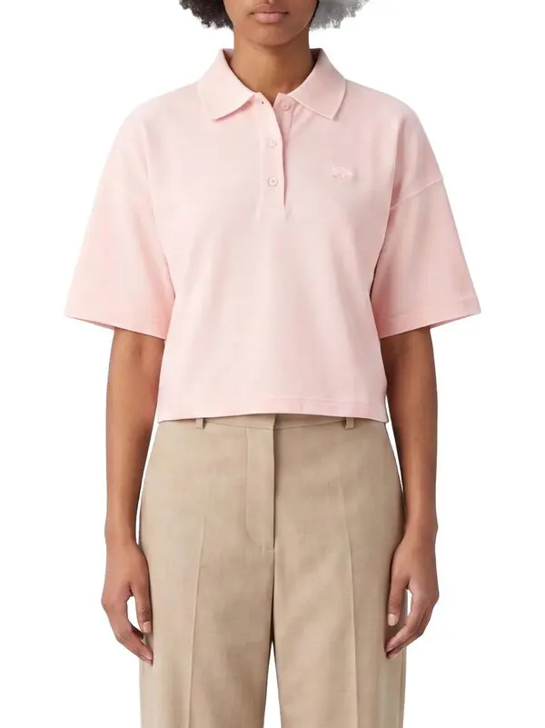 Maison Kitsuné Organic Cotton Polo Shirt With Tone-on-tone Logo - Pink