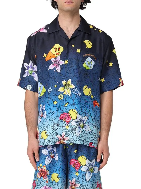 Casablanca Printed Silk Casual Shirt - Blue