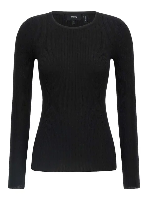 Theory Ribbed Pullover With Crewneck - Black