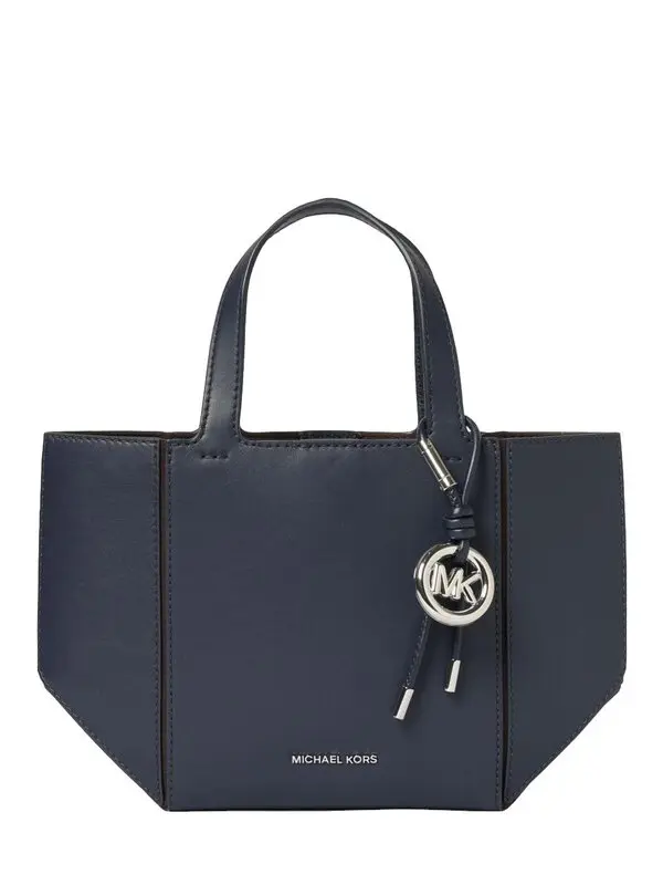 Michael Kors Logo Calf Leather Tote Bag - Blue