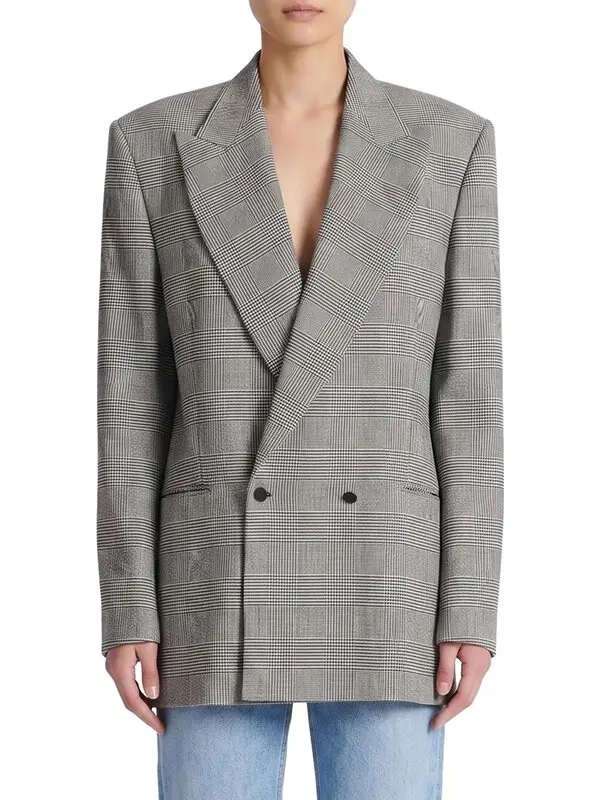 Balmain Virgin Wool Double-breasted Blazer - Black