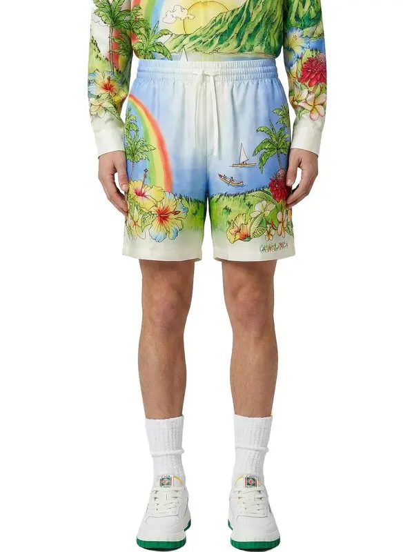 Casablanca Printed Silk Shorts - Multicolor