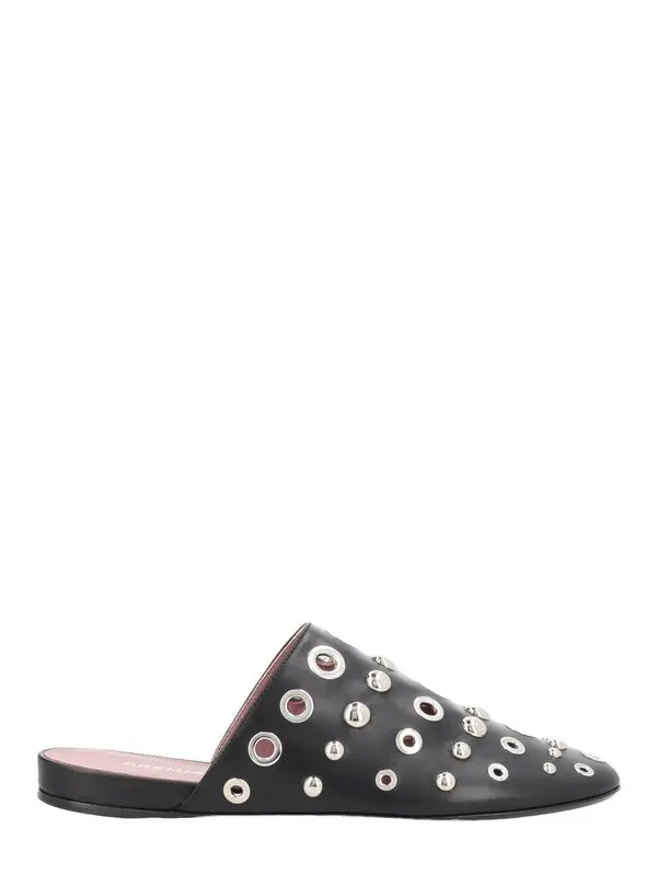 Premiata Calf Leather Mules With Studs And Metal Eyelets - Black