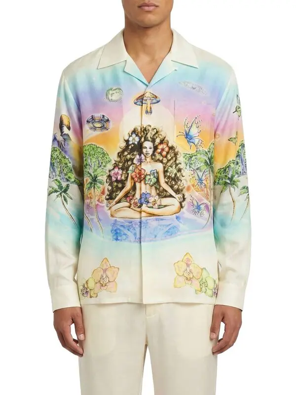 Casablanca The Cosmic Eden Printed Linen Shirt - Multicolor