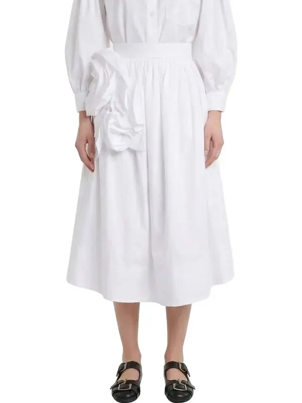 Simone Rocha Cotton Skirt With Maxi Flower - White