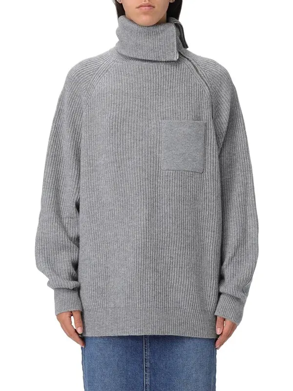Sportmax Ribbed Zip-up Jumper - Grey