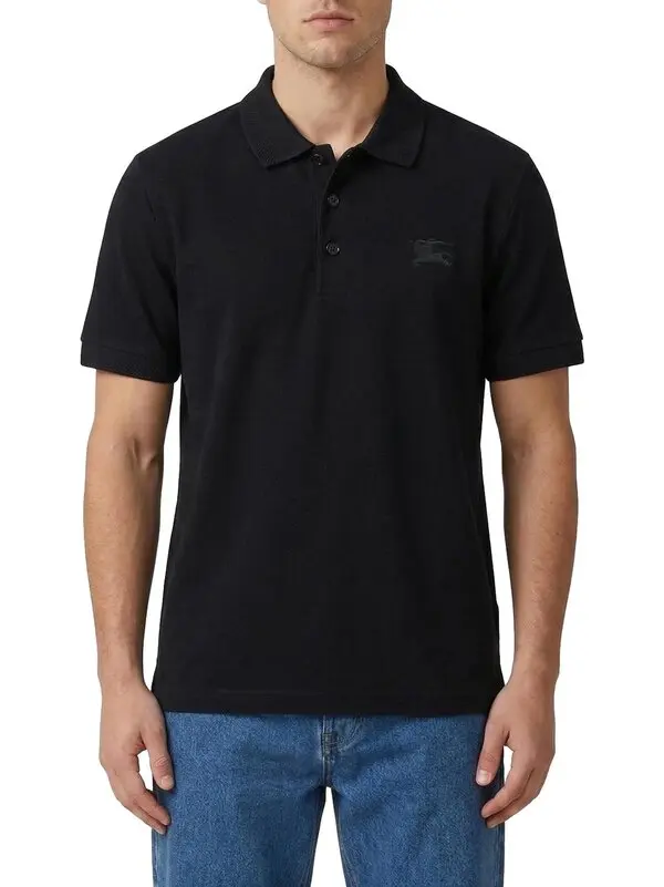 Burberry Cotton Polo Shirt With Logo - Black
