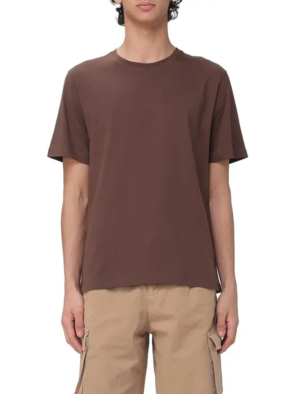 LANEUS Basic Cotton T-shirt - Brown