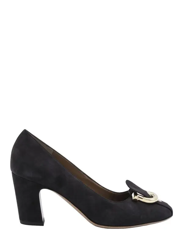 FERRAGAMO Gancini Suede Pumps - Dark