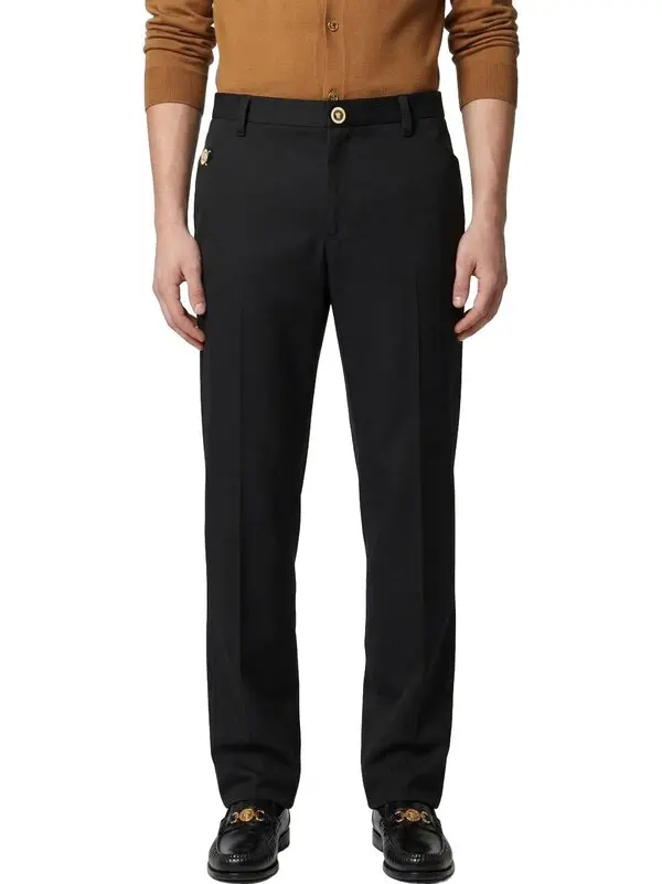 Versace Cotton Gabardine Chino Trousers - Black