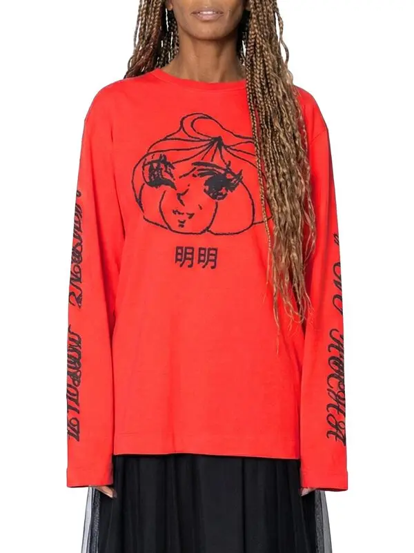 Simone Rocha Long Sleeve Graphic T-shirt - Red