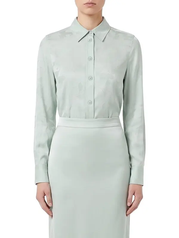 Calvin Klein Slim Fit Viscose Shirt With French Collar And Curved Hem - Mastic