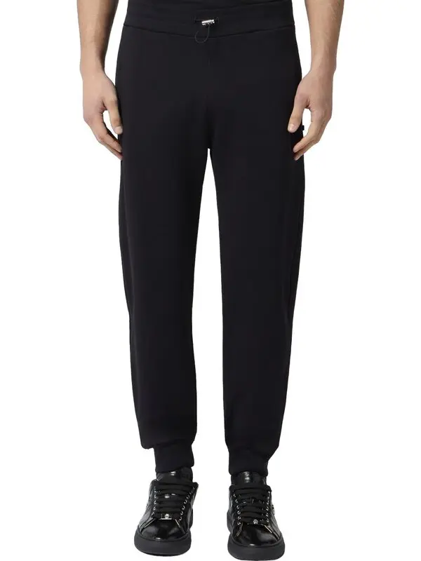 BILLIONAIRE Cotton Jogging Pants With Elasticated Cuffs And Drawstring - Black