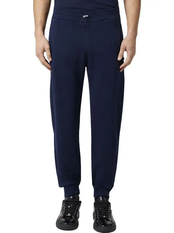 BILLIONAIRE Cotton Jogging Pants With Elasticated Cuffs And Drawstring - Blue