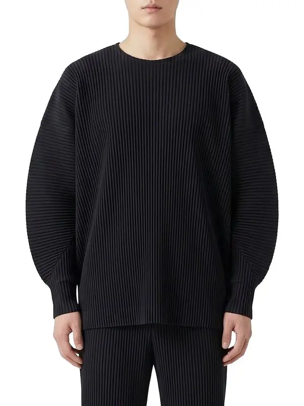 Issey Miyake Pleated Polyester T-shirt - Black